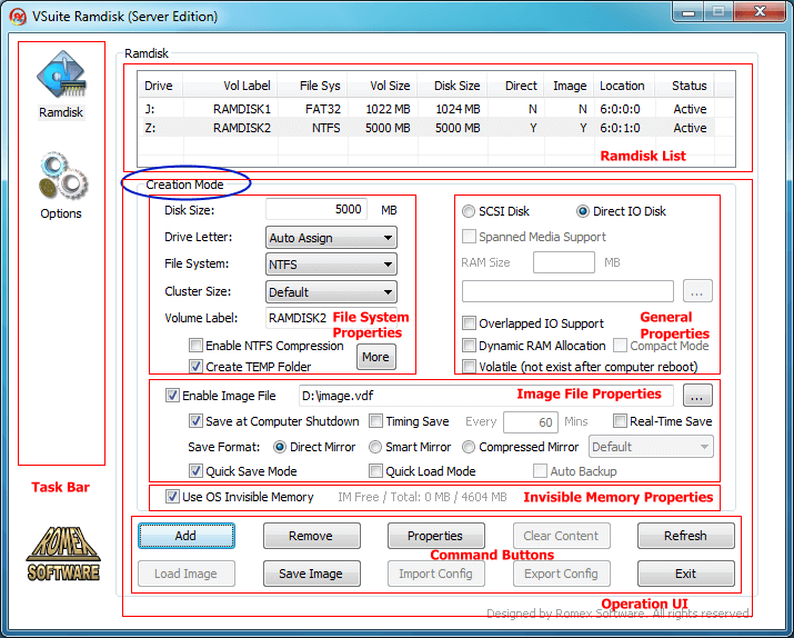 VSuite Ramdisk UI Introduction & Term (1) - Ramdisk Tab